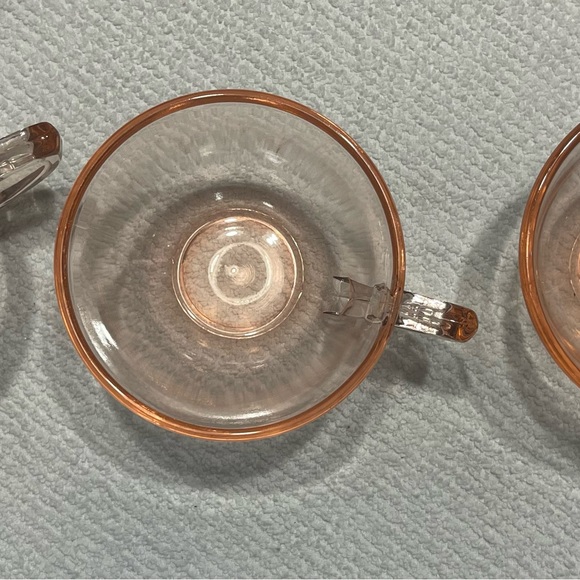 Dining | Set Of 3 Tea Cup And Saucers Pink Glass | Poshmark